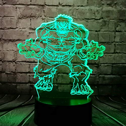 Marvel Hero Hulk 3D Cartoon Shade Switch Light For Boy Bedroom LED ...