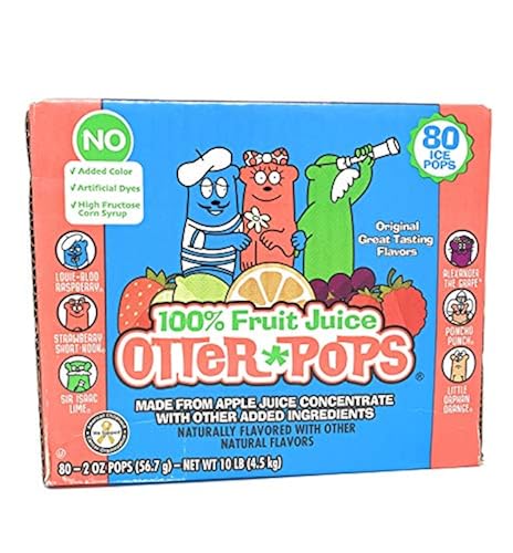 Otter Pops Freezer Bars, 100% Fruit Juice Ice Pops, Original Flavors ...