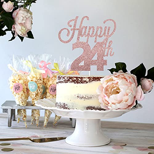 LINGTEER Happy 24th Birthday Cake Topper - Cheers To 24th Birthday 24 ...