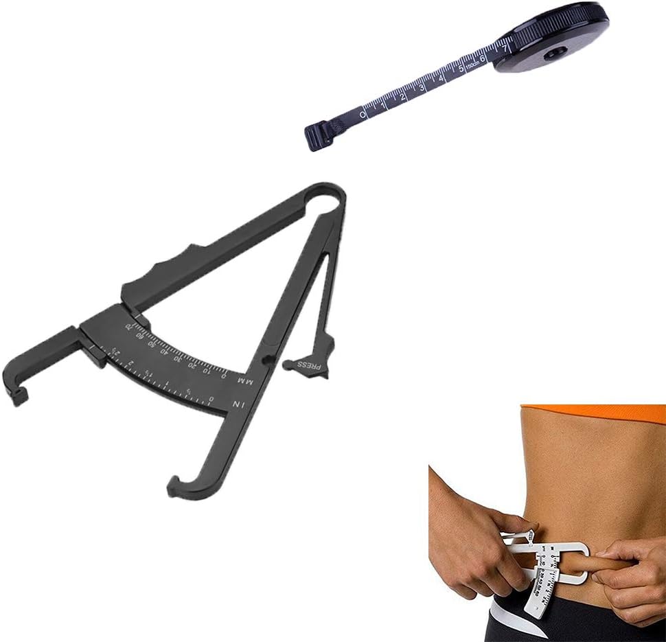 Black Body Fat Calipers and Tape Measure for Fat Reduction,Lose Weight ...