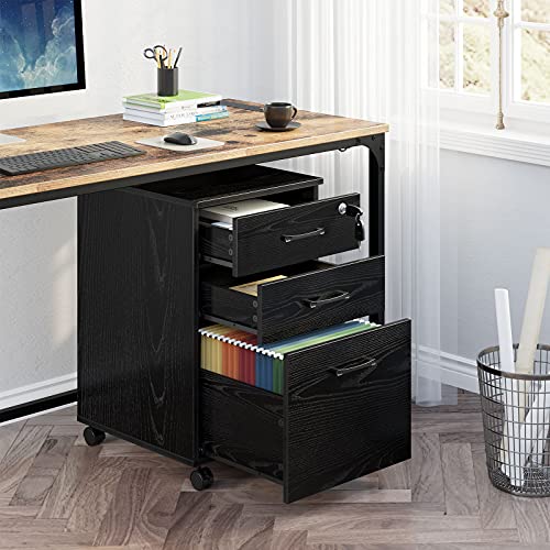 Rolanstar File Cabinet 3 Drawer with 1 Lock, Rolling Mobile Filing ...