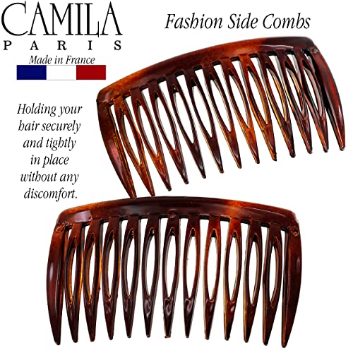 Camila Paris AD825/2 French Hair Side Comb, Small, Curved Tortoise Shell French Twist Hair Combs ...