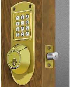 Electronic Keyless Deadbolt System - Antique Brass #419 - Single ...