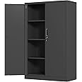 Amazon.com: JINKUR Metal Storage Cabinet with Locking Doors and 3 ...