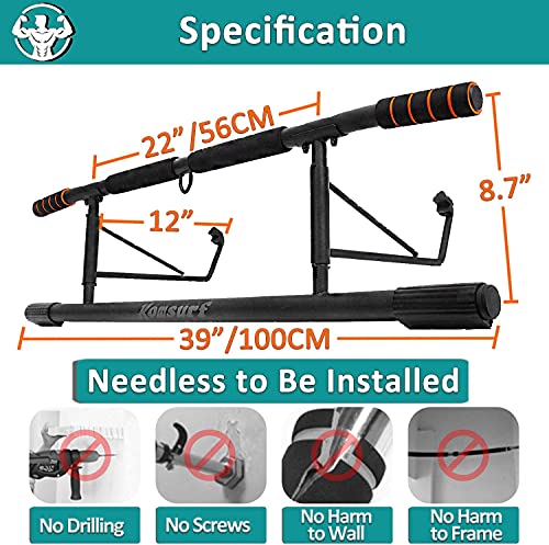 KOMSURF Pull up Bar Doorway, Door Pullup Chin up Bar Home, Multifunctional Portable Dip bar ...