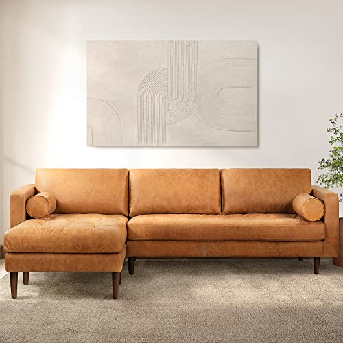 POLY & BARK Napa Leather Couch – Left-Facing Sectional Full Grain ...