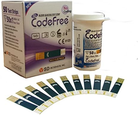 100 Strips – SD Codefree Blood Glucose Monitor/Monitoring Test/Testing ...