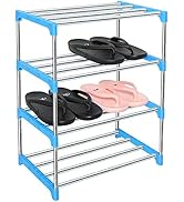 Amazon.com: Upgrade 4-Tier Small Shoe Rack,LNYZQUS Metal Stackable Kids ...