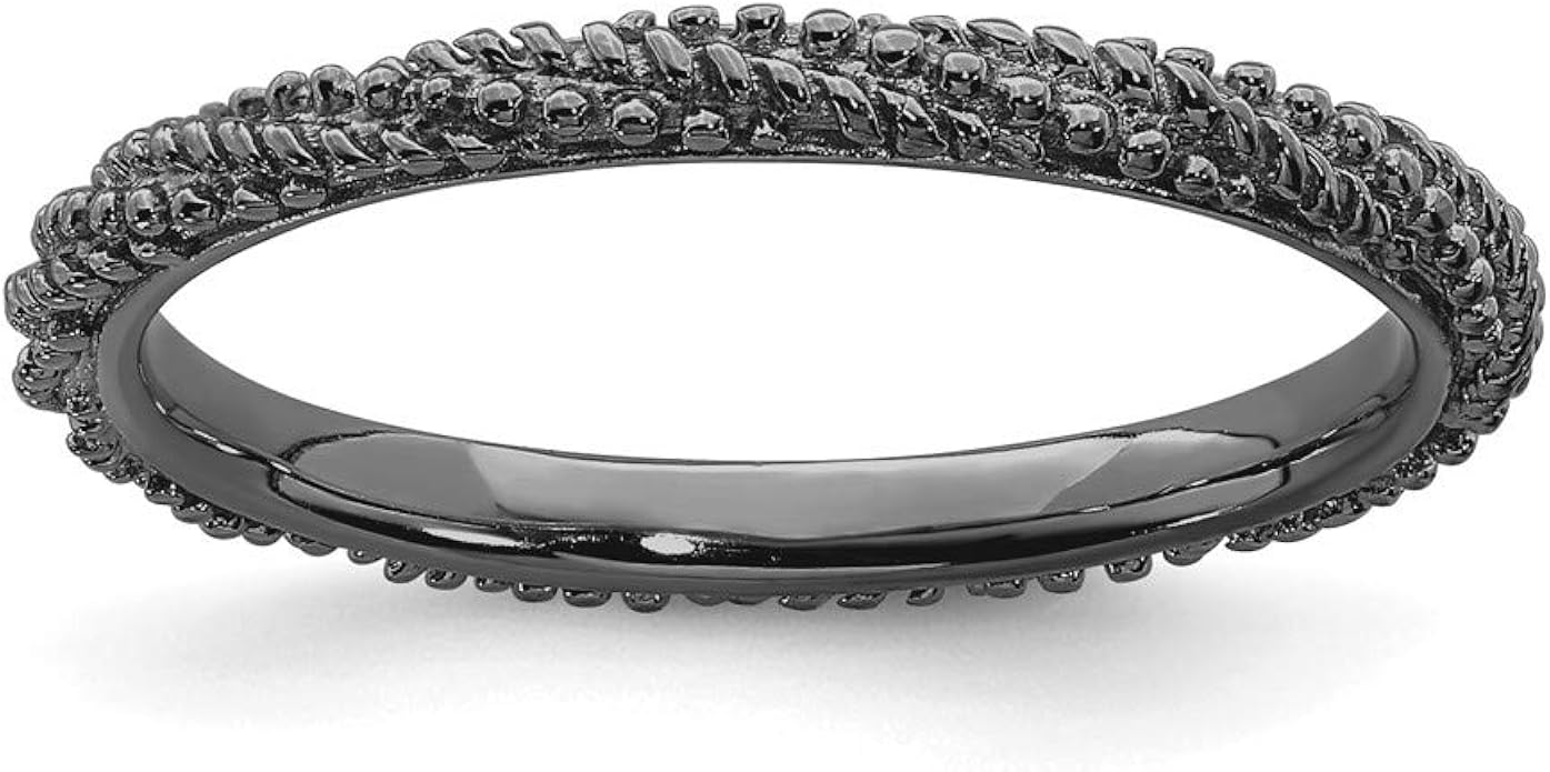 Amazon.com: 925 Sterling Silver Stackable Ruthenium Plated Ring ...