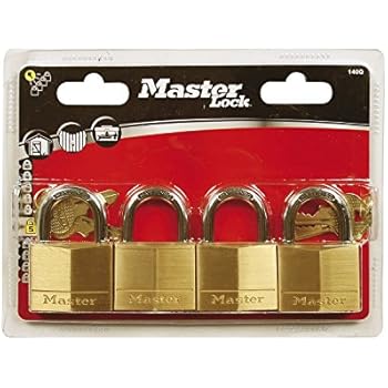 Master Lock 140EURQNOP 40mm Brass Padlocks Four Pack Keyed Alike ...