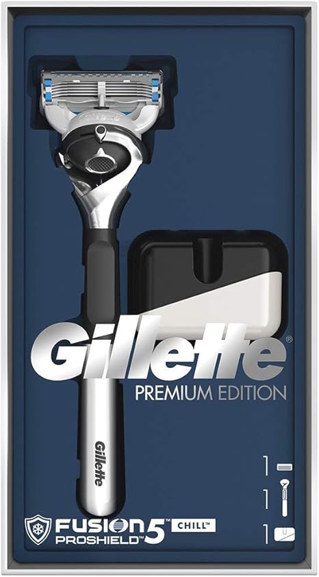 Gillette Gift Set with Fusion5 ProShield Chill Chrome Razor Premium ...