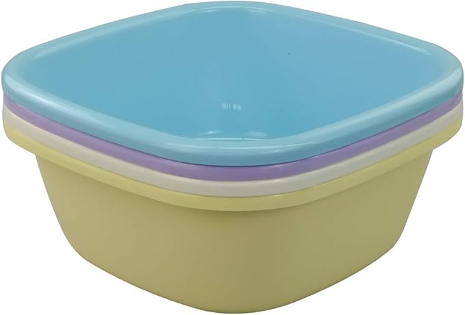 Dynko Colored Washing Up Bowl, Plastic Square Washing Up Bowls, Set of ...
