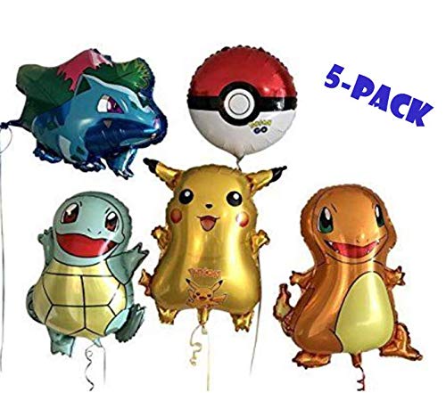 Buy Pokemon Inspired Balloons - Happy Birthday Party Supplies, 5 Pack ...
