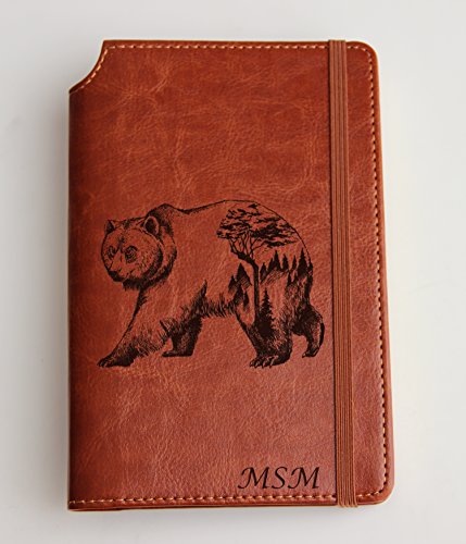 Double exposure Grizzly Bear and Forest Journal with Custom text or ...