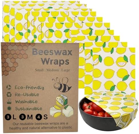 Nacterra 10 Pack Bees Wax Wraps Reusable, Organic Beeswax Wraps for ...