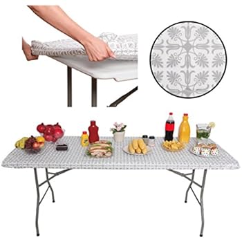 Amazon.com: Tablecloth for 6ft folding table -Fitted Rectangular Table ...