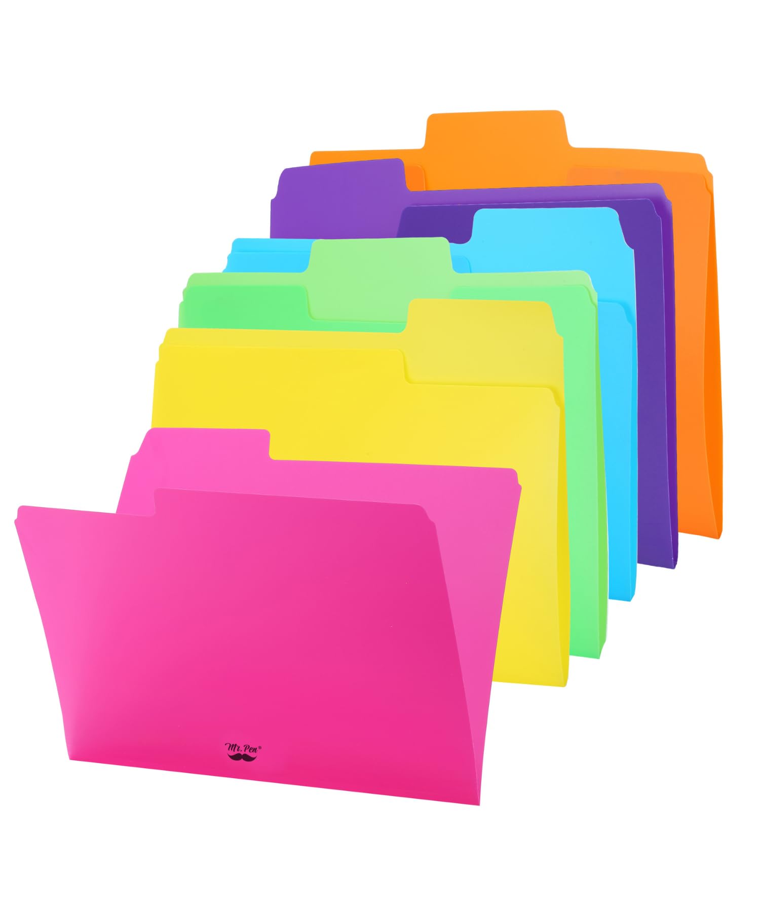 Mr. Pen- Poly File Folders, 1/3 Cut Tab, 6 Pack, Assorted Colors ...