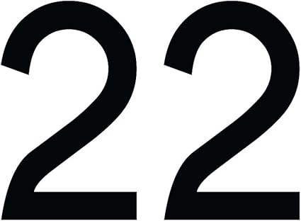 Zahlenaufkleber Nummer 22, schwarz, 10cm (100mm) hoch, Aufkleber mit ...