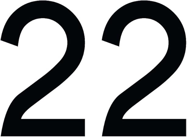 Zahlenaufkleber Nummer 22, schwarz, 10cm (100mm) hoch, Aufkleber mit ...