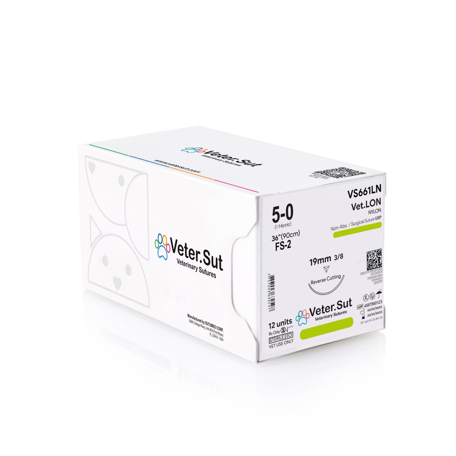 Veterinary Sutures - VeterSut VetLON Non-Absorbable Nylon Surgical ...