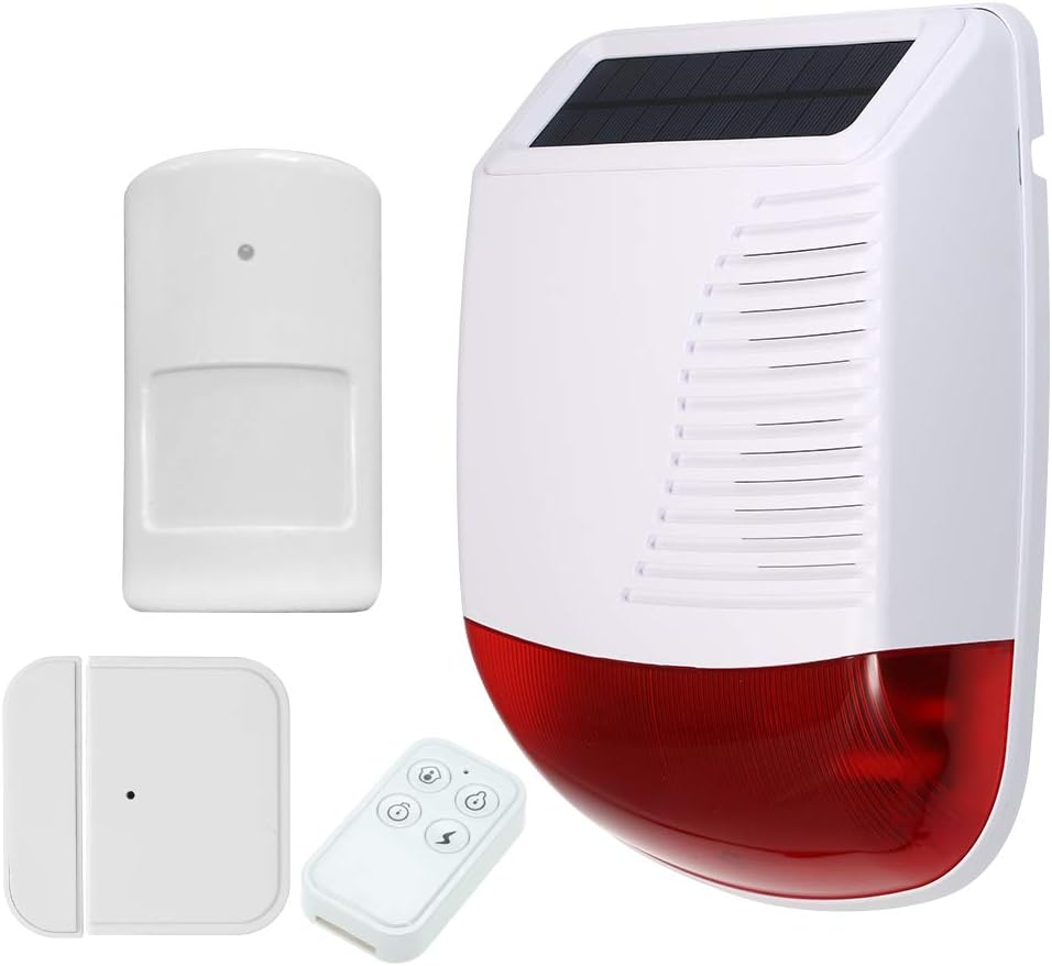 Loski Siren Solar Powered 433MHz Wireless Standalone Strobe Siren Alarm ...