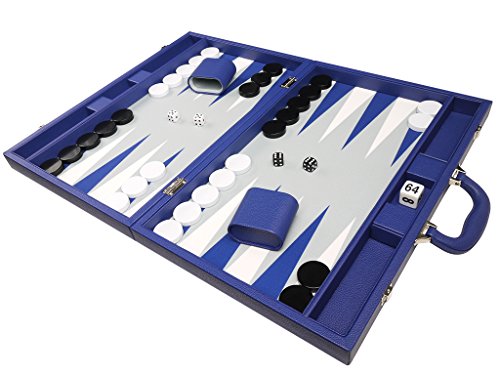 19-inch Premium Backgammon Set - Large Size - Indigo Blue Board, White ...