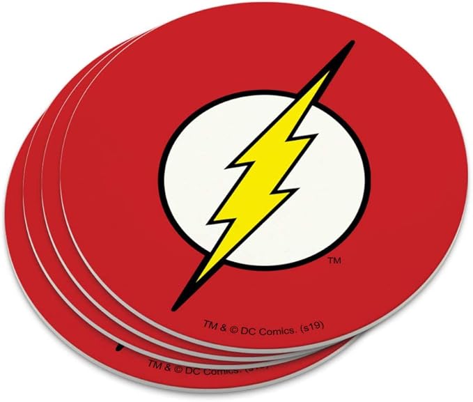 Amazon.com | The Flash Lightning Bolt Logo Novelty Coaster Set: Coasters