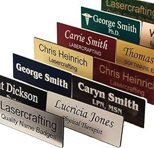 Amazon.com : Business Name Tag/ID Badge Personalized - Laser Engraved ...