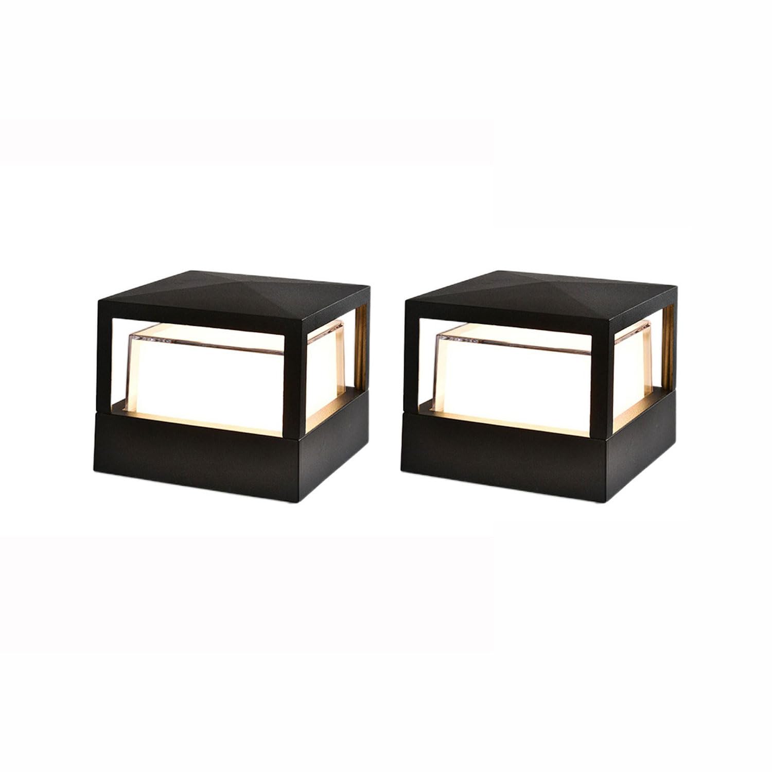 DAHGEO 2 Pack Outdoor Post Cap Light Modern High Voltage Wired Fence ...