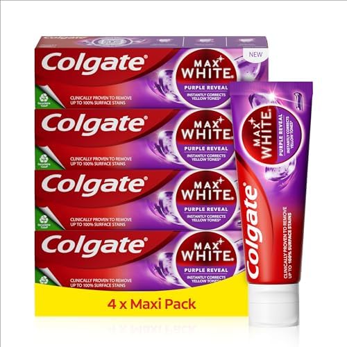 Colgate Max White Purple Reveal Teeth Whitening Toothpaste 4x75ml ...