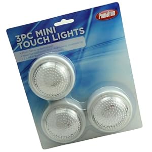 Pack of 3/6. Mini LED Push Lights - Battery Powered - Self adhesive ...