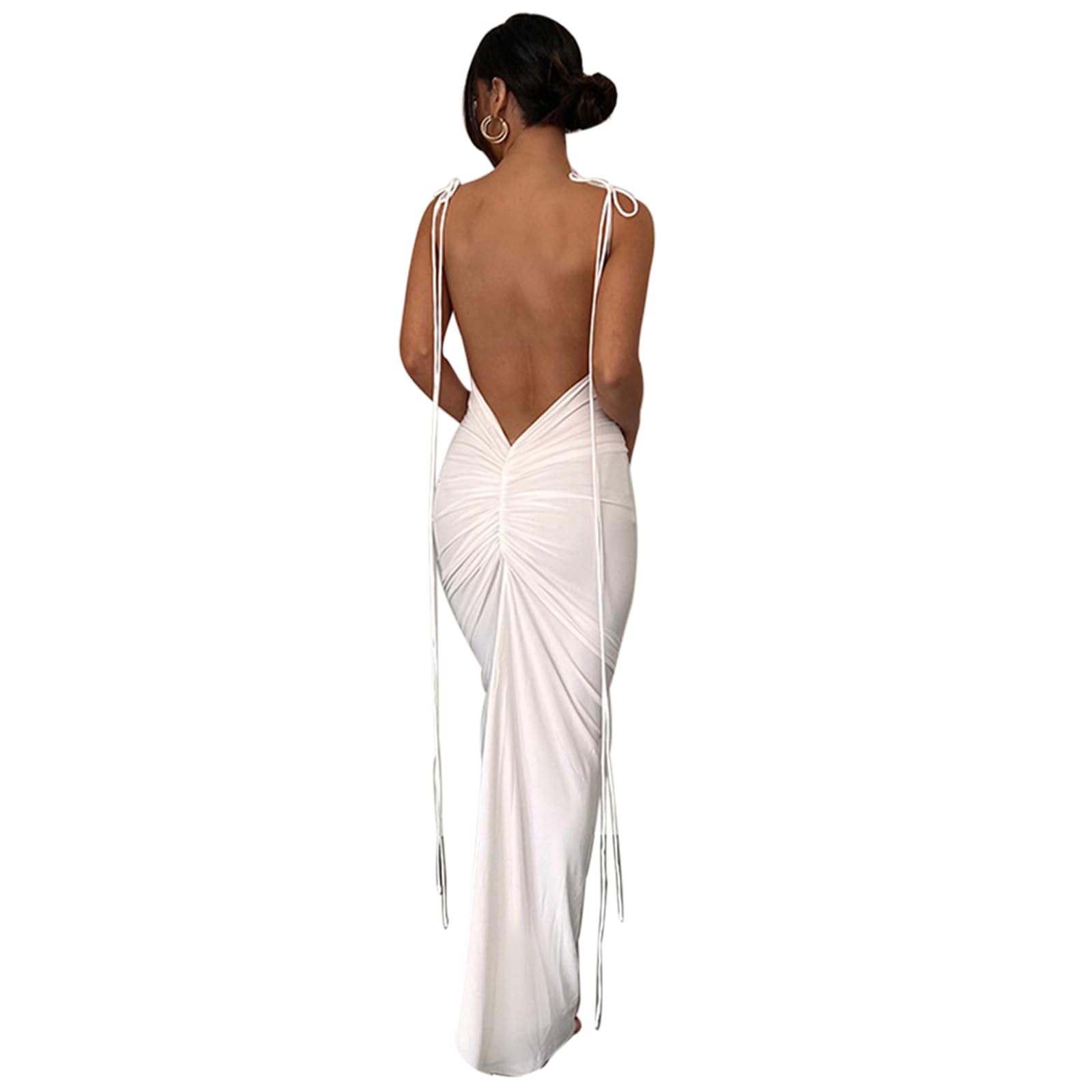 ABYOVRT Women Sexy Backless Bodycon Sleeveless Open Back Maxi Dress ...