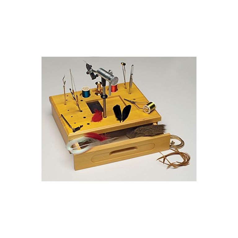 Creative Angler Wooden Fly Tying Station with Tools and Materials ...
