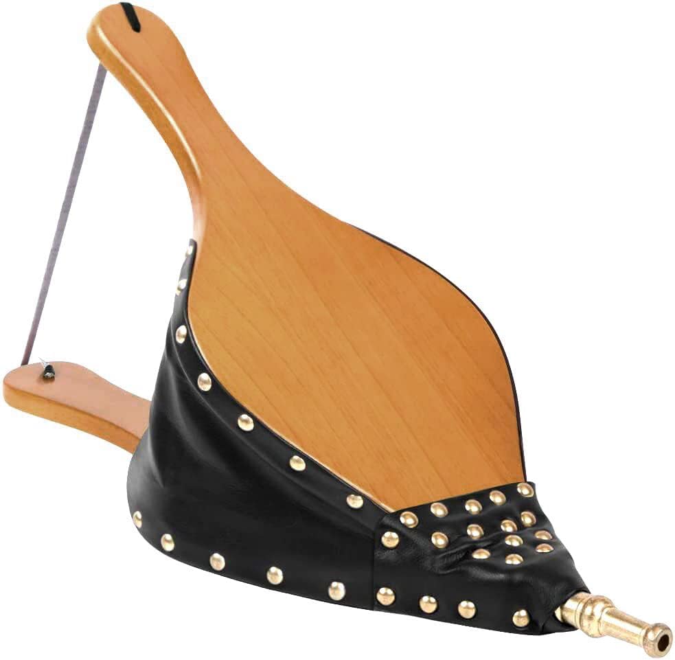 Amagabeli Wood Fireplace Bellows 19"x 8" Large Artificial Leather Fire ...