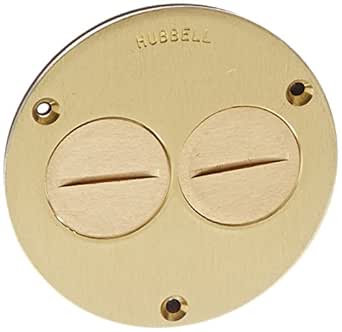 Hubbell Wiring Systems S3725 Brass Round Floor Box Duplex Screw Single ...