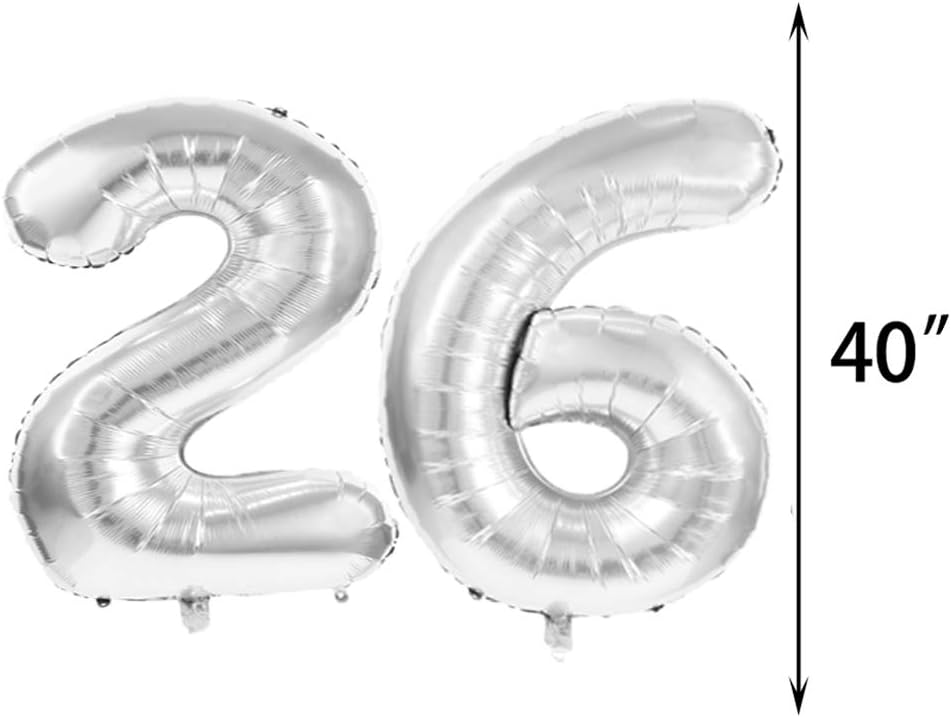 26th Birthday Decorations Party Supplies,26th Birthday Balloons Silver ...