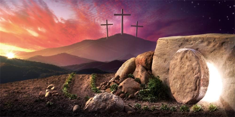 Amazon.com : AOFOTO 20x10ft Jesus Christ Cross Easter Backdrop Sunrise ...