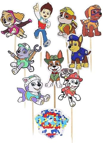 Confetti! Paw Cupcake and Cake Toppers 20PCS, Dog Happy Birthday Party ...