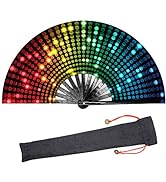 Amazon.com: Leehome Large Rave Folding Hand Fan for Women/Men,Chinese/Japanese with Bamboo and ...