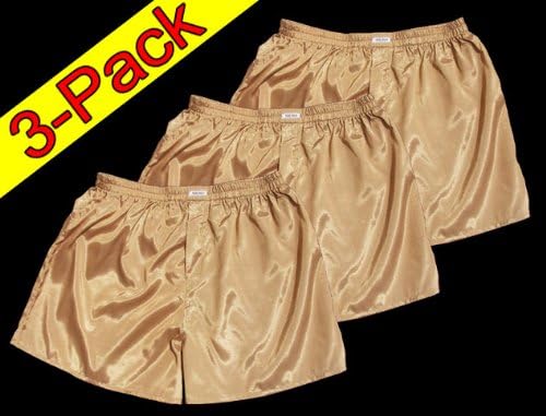 (M) 3-Pack Gold Boxer Shorts Underwear Men Sleepwear Satin: Amazon.co ...