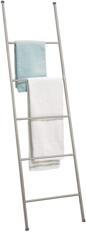 mDesign Free Standing Bathroom Towel Rack Storage Ladder - 5 Bars ...