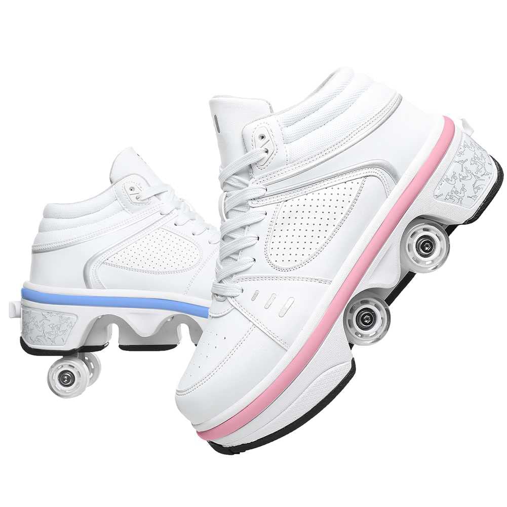 Roller Skates for Women Men Outdoor,2 in1 Parkour Shoes with Wheels for ...