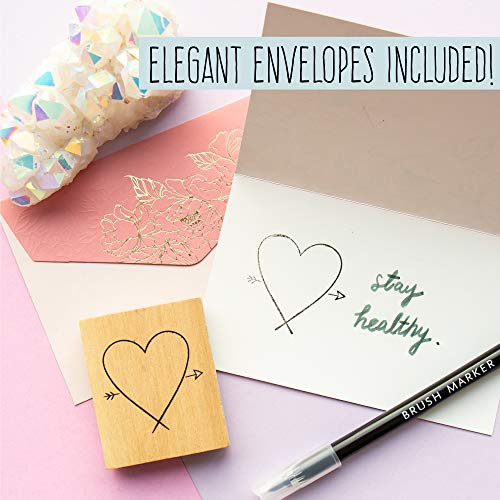 STMT Social Stationery Set - Kit Includes 6 Wooden Stamps, Stamp Pad ...