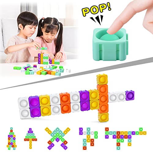 Bubble Fidget Pop it Blocks Toy, Owiwell 30Pcs Pop Fidget Toy Jigsaw ...
