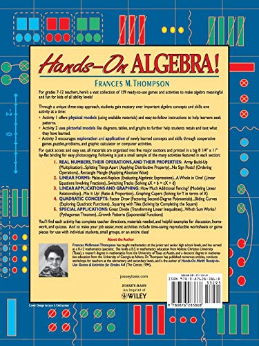 Hands On Algebra Ready To Use Games Activities For Grades 7 12 