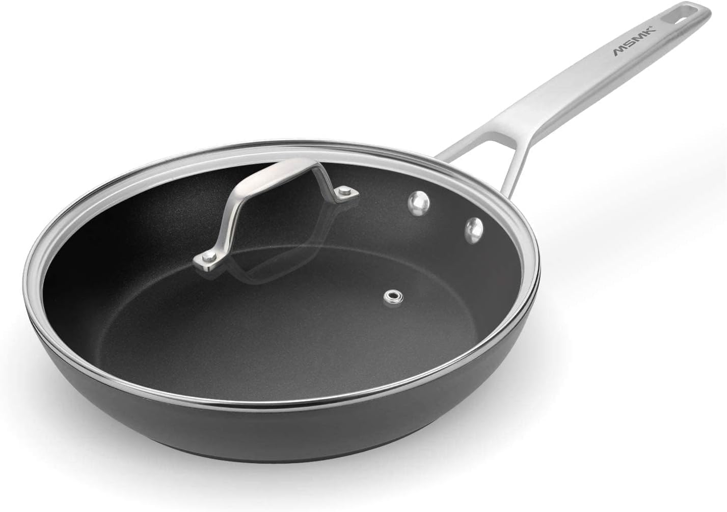 MsMk 12 Inch Nonstick Frying Pan with Lid, Titanium and Ceramic ...