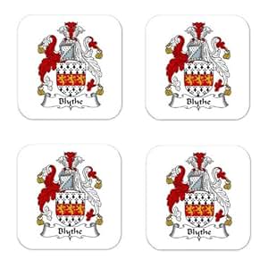 Amazon.com: Blithe Or Blythe Family Crest Square Coasters Coat of Arms ...