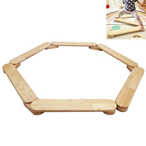 Kids Balance Beam Wooden - 6-Section Interlocking Wooden Balance Beam ...
