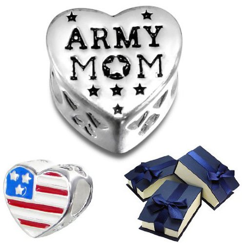 Buy ARMY MOM Charm Bead with Us Flag 925 Sterling Silver Fits Pandora ...