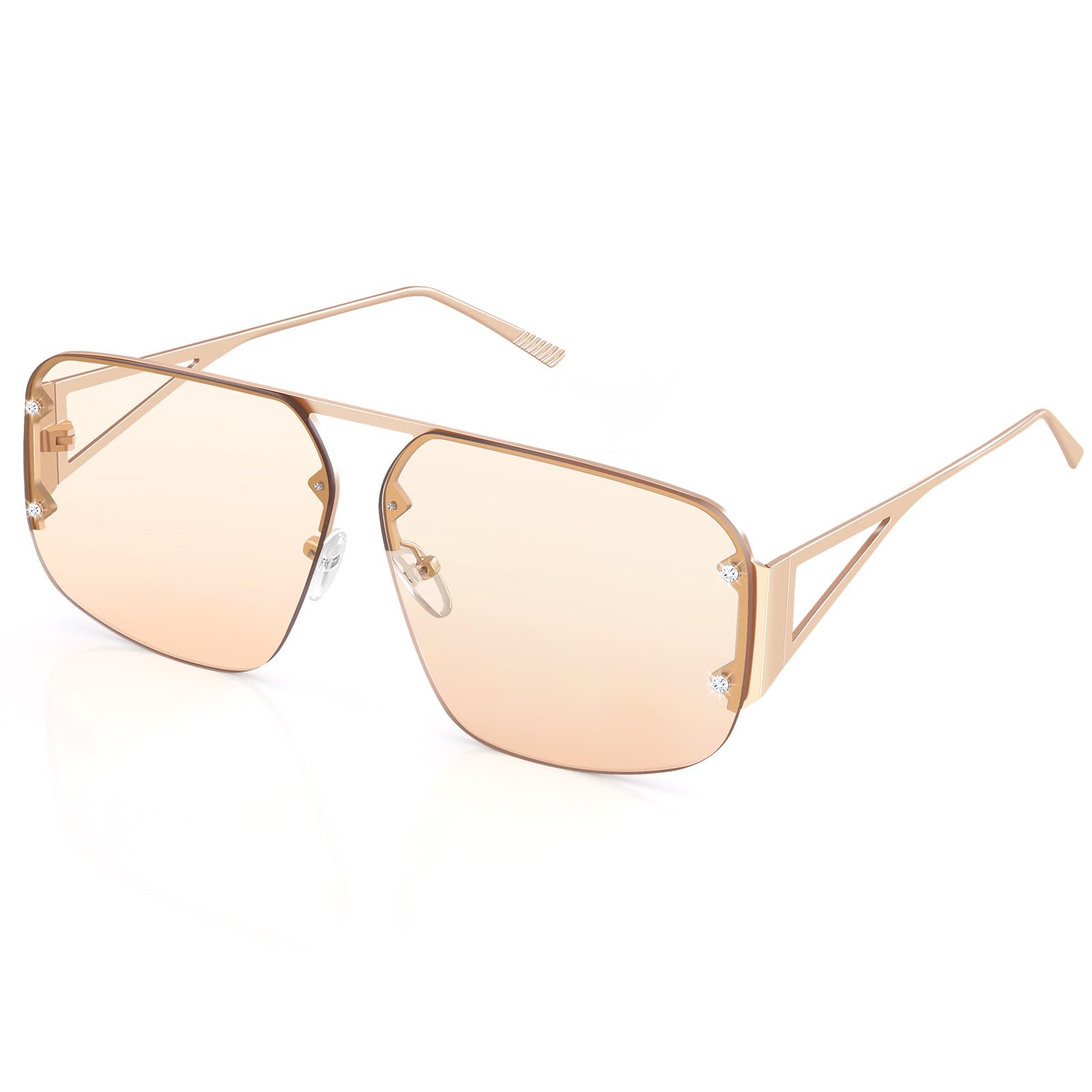 joohoo 2024 Trendy Square Oversize Aviator Sunglasses Womens Men UV ...
